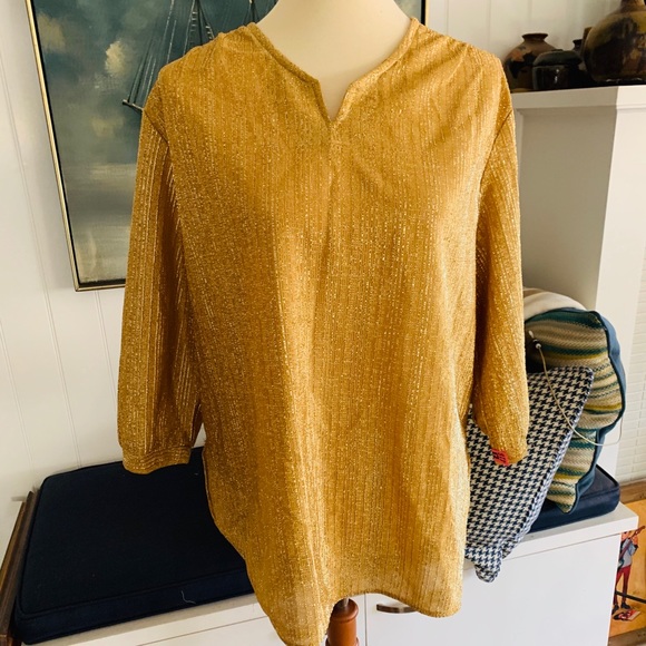 Vintage | Tops | Vintage Gold Metallic Tunic | Poshmark